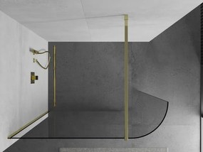 Mexen Kioto, zaoblená sprchová zástěna 80 x 200 cm, 8mm čiré sklo, zlatý profil, 800-080-101-50-06