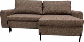 Rohová rozkládací sedací souprava do L PORTINE, 245 cm, s úložným prostorem Roh pohovky: Pravý roh, Barva látky Sawana: Hnědá (Sawana 25)