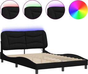Rám postele s LED bez matrace Hvar černý 120x200 cm Látka 3213692