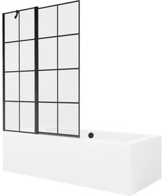 Mexen Cube obdélníková vana 170 x 80 cm s pláštěm 1-křídlovou zástěnou 120 cm, Černý vzor - 550517080X9412117077