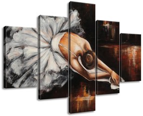 Gario Ručně malovaný obraz Rozcvička baletky - 5 dílný Rozměry: 100 x 70 cm
