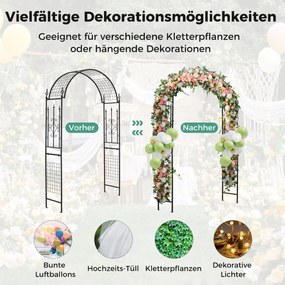 Costway Rose Arch Kovový zahradní oblouk pro popínavé rostliny Trellis Arch