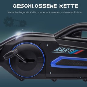 HOMCOM Motokára, dětské vozidlo s nastavitelným sedadlem, šlapací vozidlo, šlapací auto s ruční brzdou, čtyřkolka pro děti od 3 do 8 let, modrá | Aos…