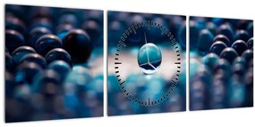 Obraz - Modré kuličky (s hodinami) (90x30 cm)