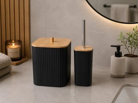 Verk Group Koupelnová sada: kartáč na toaletu, dávkovač, bambusový košík – 6 kusů