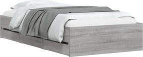 vidaXL Rám postele se zásuvkami 90 x 200 cm kompozitní dřevo [3207299] Barva: Betonová šedá