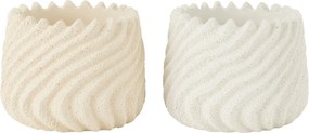 Bílý a krémový cementový obal na květináč Maris - Ø 17*13,5 cm