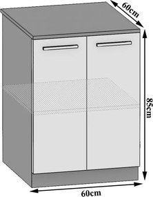 Kuchyňská skříňka Belini spodní 60 cm dub wotan s pracovní deskou  TOR SD2-60/0/WT/DW/0/B1