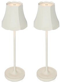Sada 2 retro stolních lamp smetanové dobíjecí IP44 - Granny