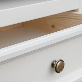 Massive home | Belluno Elegante bílá komoda 3D2S z masivu s dubovou deskou