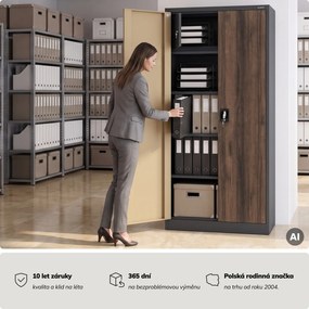 Kovová skříň s úložným prostorem antracitová/ořech, 900x1850x450 mm: TOMASZ Eco Design