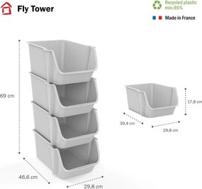 SUNDIS Sada 4 úložných boxů - FLY TOWER - bílá