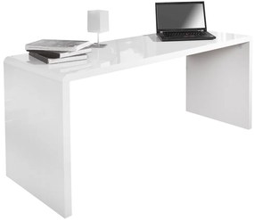 OnaDnes -20% Moebel Living Bílý lesklý dřevěný pracovní stůl Bersh 120 cm