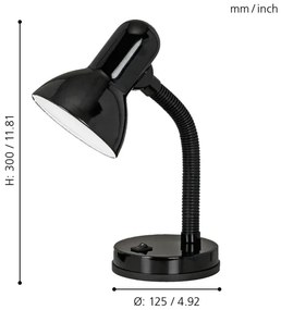 EGLO 9228 - Stolní lampa BASIC 1xE27/40W černá