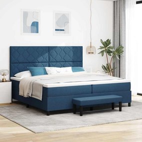 Postel s boxspringem s matrací s čelo Modrá 200 x 200 cm textil 3344176