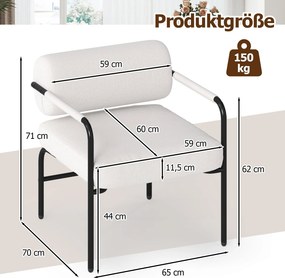 Costway Křeslo Modern Lounge Chair Polstrované křeslo s akcentem a područkami