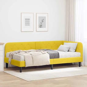 Rohový rám postele Žlutá 90 x 200 cm samet 3394160