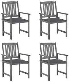 Zahradní židle s poduškami 4 ks šedé masivní akáciové dřevo,  3061222