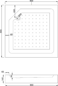 Mexen Rio, čtvercový sprchový kout 90 x 90 cm, 6mm čiré sklo, černý profil + bílá sprchová vanička RIO, 860-090-090-70-00-4510