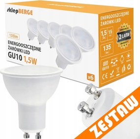 BERGE SADA 6x LED žárovka GU10 1,5W 135lm - neutrální bílá