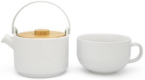 Bredemeijer Sada Umea Tea for one, bílá s bambusovým víkem (0,5l)