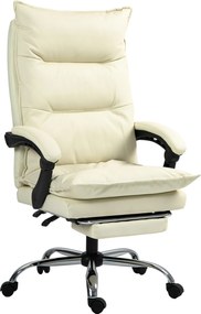 Vinsetto ergonomické kancelářské křeslo, náklon 155° s vysouvací opěrkou nohou, snadno čistitelná PU koženka, polstrované opěrky, otáčecí a výškově na