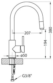 ALVEUS 1129022 - Dřezová baterie s vytahovací sprškou DELOS 38 cm granit/černá