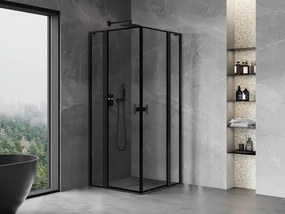 Mexen, Mexen Mist L Duo výklopný sprchový kout 95 x 95 cm, černý rám - 8A4L-095L-095P-70-70