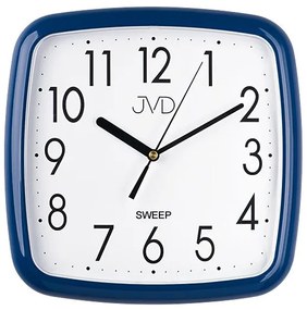 Modré hranaté nástěnné netikající hodiny JVD sweep HP615.12