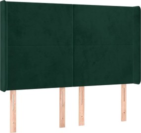 Box spring postel s matrací a LED tmavě zelená 140x190 cm samet 3139442