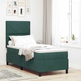 Postel s boxspringem s čelo Tmavě zelená 80 x 200 cm samet 3339863