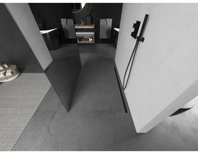 Mexen Kioto, sprchová zástěna Walk-In 100 x 200 cm, 8mm sklo vzor zrcadlo, grafitový profil, 800-100-002-66-50