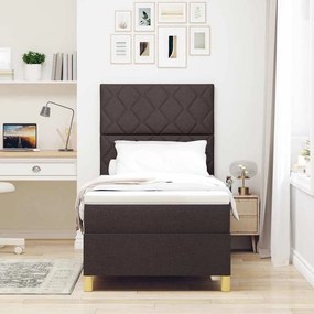Postel s boxspringem s čelo Tmavě hnědá 90 x 190 cm textil 3339661