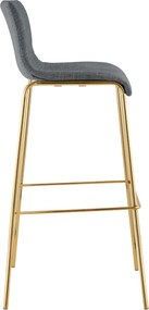 Sada 2 barových židlí Hoover látka čtyřnohá konstrukce Gold – světle šedá