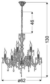 Lustr na řetězu MARIA TERESA 8xE14/40W/230V
