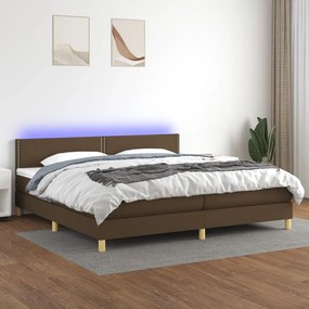 Box spring postel s matrací a LED tmavě hnědá 200x200 cm textil