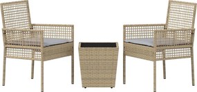 Zahradní bistro set 3 ks Béžová polyratan 3334958