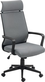HOMCOM Kancelářská židle, ergonomická stolní židle s opěrkami, opěrkou hlavy, výškově nastavitelná otočná židle s houpací funkcí, počítačová židle s v