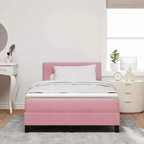 Postel s boxspringem s čelo Růžová 120 x 200 cm samet 3339169