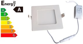 Esyst LED stropní svítidlo zápustné čtvercové, 6W, 120mm, teplá bílá