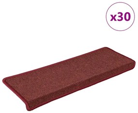 Schodové rohože 30 ks 65 x 21 x 4 cm bordó obdélníkový okraj 3365779
