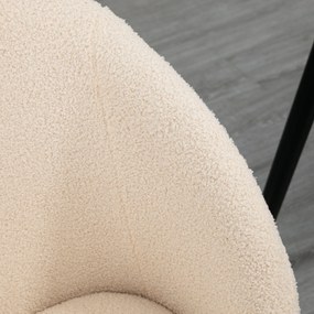 HOMCOM Sada 2 jídelních židlí, kuchyňské židle z látky s efektem smyčky, obývací židle s černými ocelovými nohami - 55 x 62 x 80 cm béžová černá | Aos