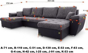 Casarredo - Komfort nábytek Rozkládací sedací souprava do U PETER s úložným prostorem, Soft11/Lawa6