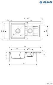 Deante Dřez Zorba 1,5 komory s odkapávačem, granit - ZQZ T513 antracit metalic