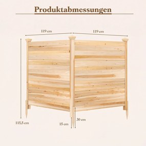 Costway Soukromý plot 2 díly zahradní plot z jedlového dřeva – 119 × 119 cm