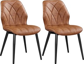 Sada 2 ks – Jídelní židle Yaheetech – tmavě šedá, 58,5 cm (délka) × 44 cm (šířka) × 82 cm (výška), umělá kůže (266492175357)