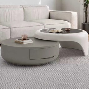LuxuryForm DESIGN Konferenční stolek DELUX 80 / 75 cm – bílá/šedá (set 2 ks) - II. jakost