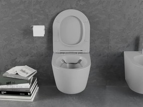 Mexen Lena WC mísa Rimless s WC deskou slim, duroplast, světle šedá matná, 30224061
