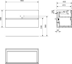 Sapho Odetta koupelnová skříňka pod umyvadlo 95 x 50 x 43,5 cm antracit mat DT100-3434