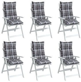 Podušky na židli s vysokým opěradlem 6 ks šedé kárované oxford